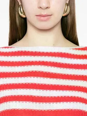 ALLUDE Striped Boat-neck Sweater
