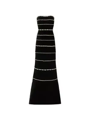 Costarellos Shaula Crystal Strapless Velvet Gown - Black