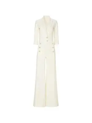 Costarellos Velara Crystal-button Jumpsuit - Neutrals