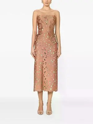 Costarellos Zira Floral-cut Midi Dress - Neutrals