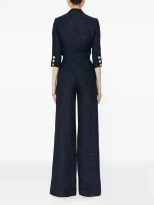 Costarellos Emilia Tweed Jumpsuit With Crystal Buttons
