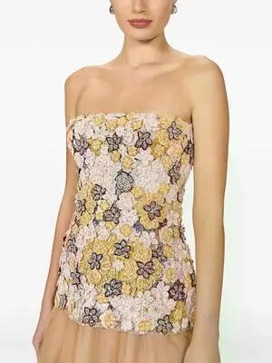 Costarellos Floral-embroidered Strapless Maxi Dress - Neutrals