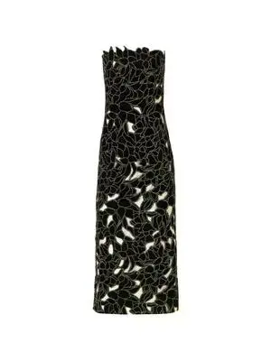 Costarellos Floral-cut Strapless Midi Dress - Black