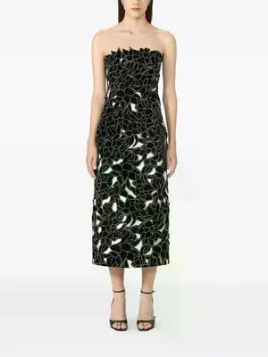 Costarellos Floral-cut Strapless Midi Dress - Black