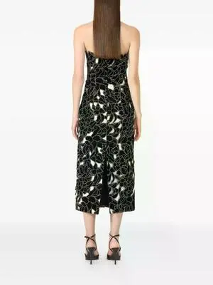 Costarellos Floral-cut Strapless Midi Dress - Black