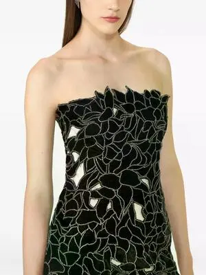 Costarellos Floral-cut Strapless Midi Dress - Black