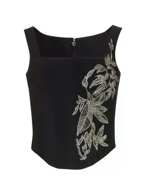 Costarellos Jaxine Appliquéd Crepe Bustier - Black