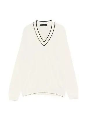 Fabiana Filippi V-neck Sweater With Contrasting Trim - White
