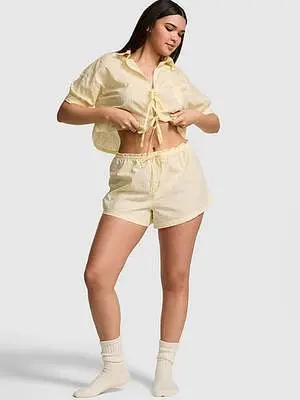 Pink Coastal Cutie Pajama Shorts - Beige