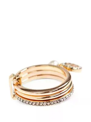 Tory Burch Icon Pavé Charm Ring - Gold