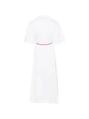 Plan C Short-sleeve Belted Midi Dress