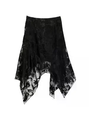 Alexander McQueen Floral Devoré Asymmetric Skirt