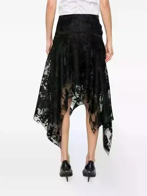 Alexander McQueen Floral Devoré Asymmetric Skirt