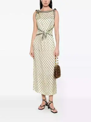DÔEN Paisley-pattern Midi Dress - Neutrals