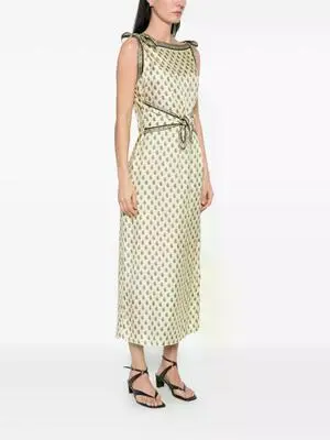 DÔEN Paisley-pattern Midi Dress - Neutrals