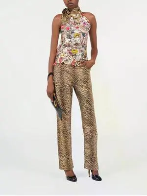 Roberto Cavalli Leopard Print Trousers - Neutrals