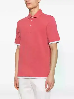 Brunello Cucinelli Buttoned Trim Polo Shirt - Pink