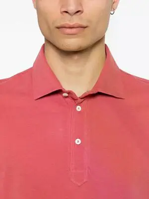 Brunello Cucinelli Buttoned Trim Polo Shirt - Pink