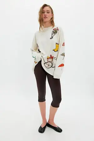 Free People We The Free Market Day Long Sleeve Top - Ivory Combo