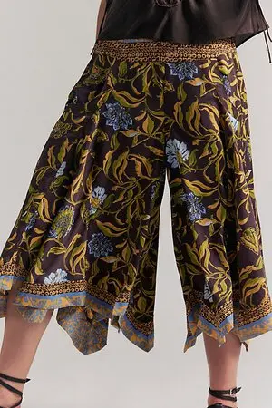 Free People Sweet Reaction Pull-on Wide-leg Crop Pants - Brown Combo