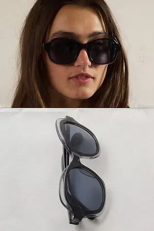 Free People See The Light Polarized Square Frame Sunglasses - Black