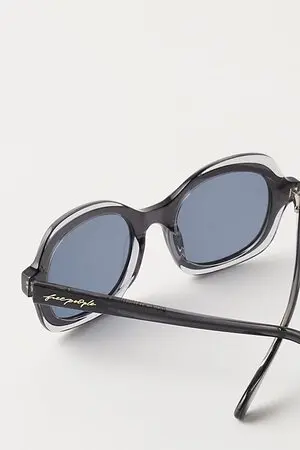 Free People See The Light Polarized Square Frame Sunglasses - Black