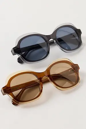 Free People See The Light Polarized Square Frame Sunglasses - Black