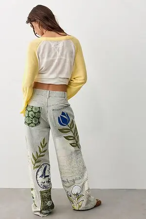 Free People We The Free Holland Boyfriend Jeans - Blue Combo
