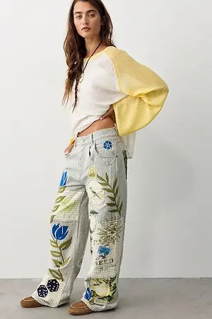 Free People We The Free Holland Boyfriend Jeans - Blue Combo