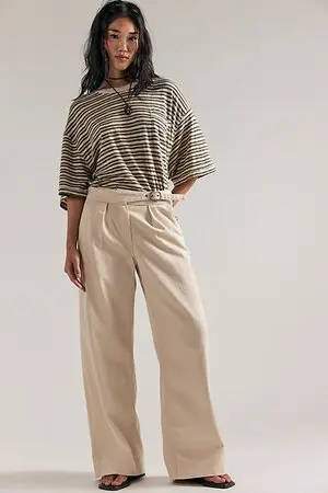 Free People Wide-leg Trousers With Buckle Detail - Neutral