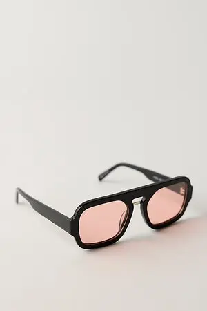Free People Rhiannon Modern Aviator Polarized Sunglasses - Black/grapefruit