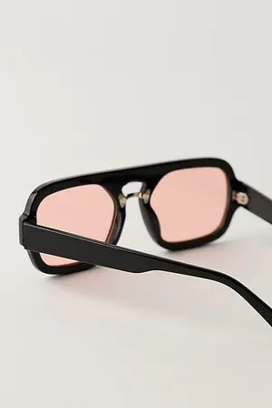 Free People Rhiannon Modern Aviator Polarized Sunglasses - Black/grapefruit