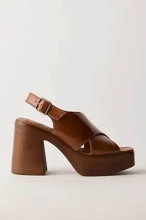 Free People Zoe Criss Cross Platform Sandals - Chestnut