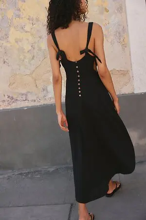 Free People Vivi Cotton Midi Dress - Black