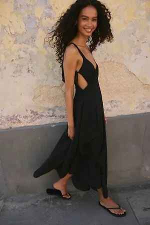 Free People Vivi Cotton Midi Dress - Black