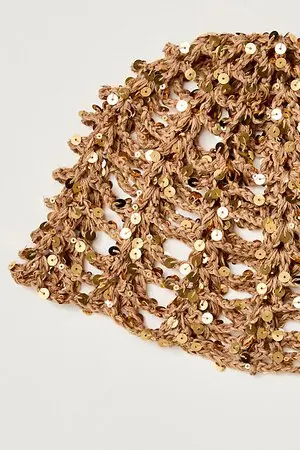 Free People Mila Sequin Disco Cap - Bronze