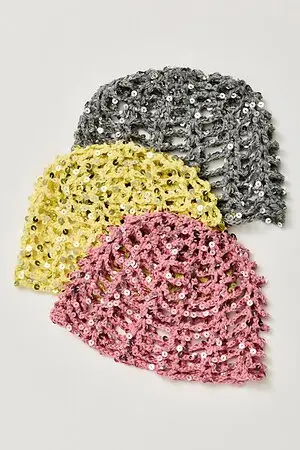 Free People Mila Sequin Disco Cap - Light Grey