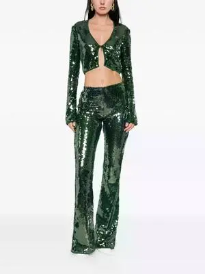 Oseree Marylin Sequin Tie-fastening Top - Green