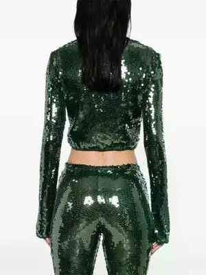 Oseree Marylin Sequin Tie-fastening Top - Green