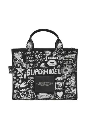 Marc Jacobs The Medium Punk Scribble Canvas Tote Bag - Black