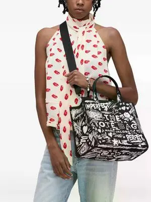 Marc Jacobs The Medium Punk Scribble Canvas Tote Bag - Black