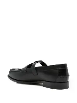 MORGILLO Martini Buckled Woven Loafers