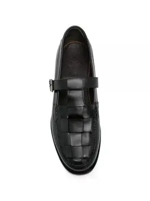 MORGILLO Martini Buckled Woven Loafers