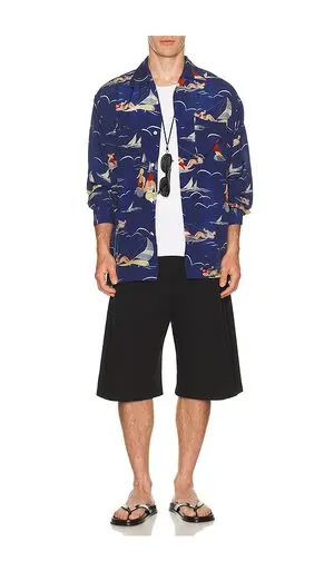 BEAMS Open Collar Cupro Print In . Also