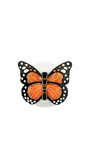 SOLAR ECLIPSE Hand-painted Monarch Butterfly Grip Charm - Orange