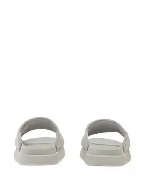 Y3 Logo-detail Suede Slides - Grey