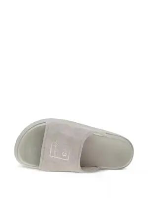 Y3 Logo-detail Suede Slides - Grey