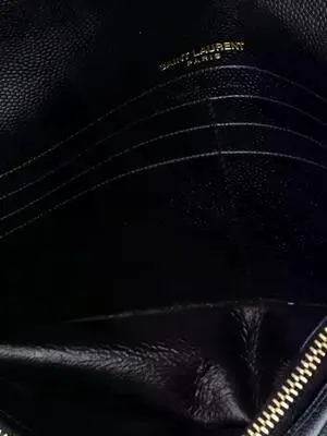Saint Laurent Classic Monogram Wallet On Chain Matelasse Chevron Leather Small Crossbody Bag - Black
