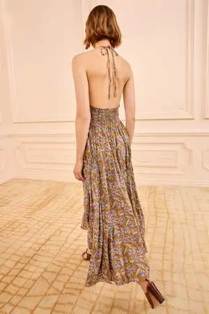 halter neck dress flowy AQUAFLORA HALTER NECK SLIP DRESS IN MOSS | CULT MIA main image 0