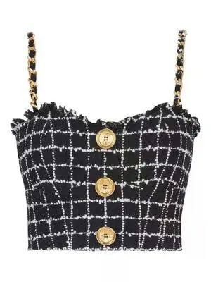 Balmain Tweed Chain Strap Top